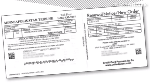 Newspaper Renewal Scam Targets Consumers