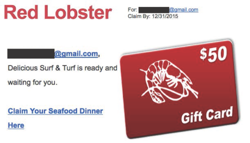 $50 Red Lobster Gift Card