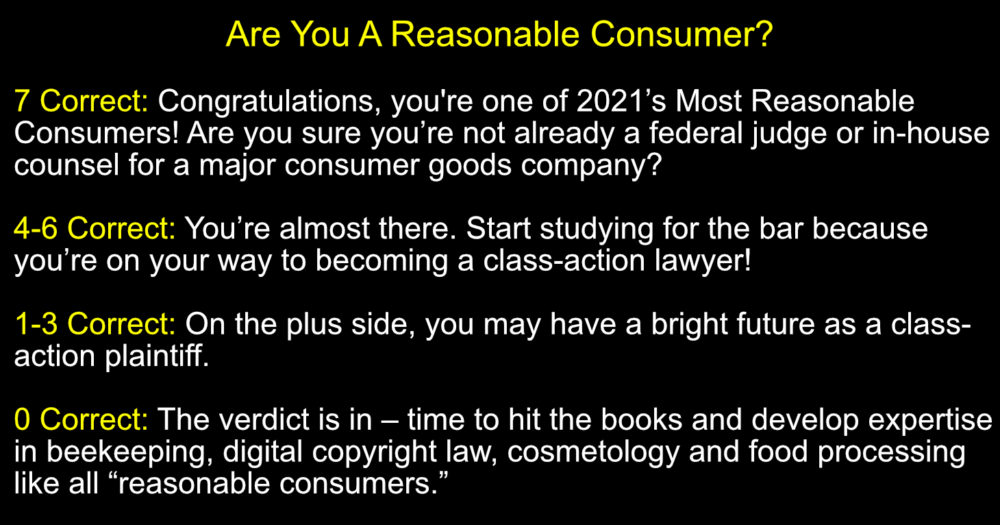 2021 Reasonable Consumer Quiz