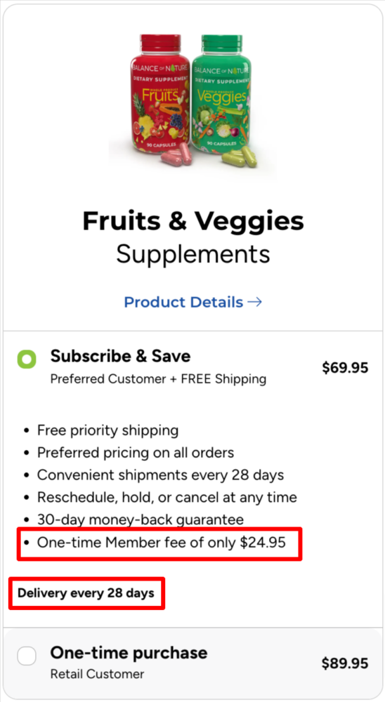 Balance of Nature' 'Fruits' and 'Veggies' Supplements